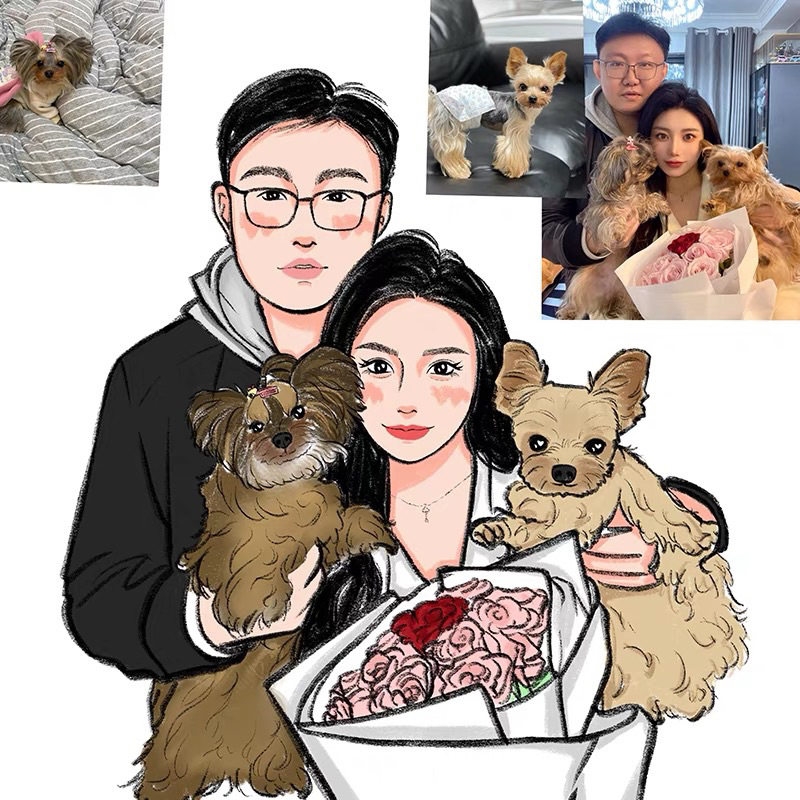 Customised Digital Illustration Gift Photos Drawing Portrait Birthday ...