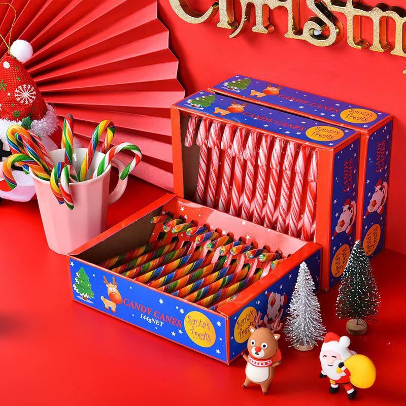 Christmas cane Rainbow candy Fruit flavor gift box-12 pieces | Shopee ...