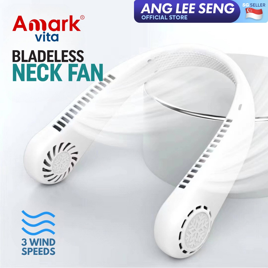 Amark Vita Bladeless Neck Fan - Hands-Free Cooling & USB-Rechargeable ...