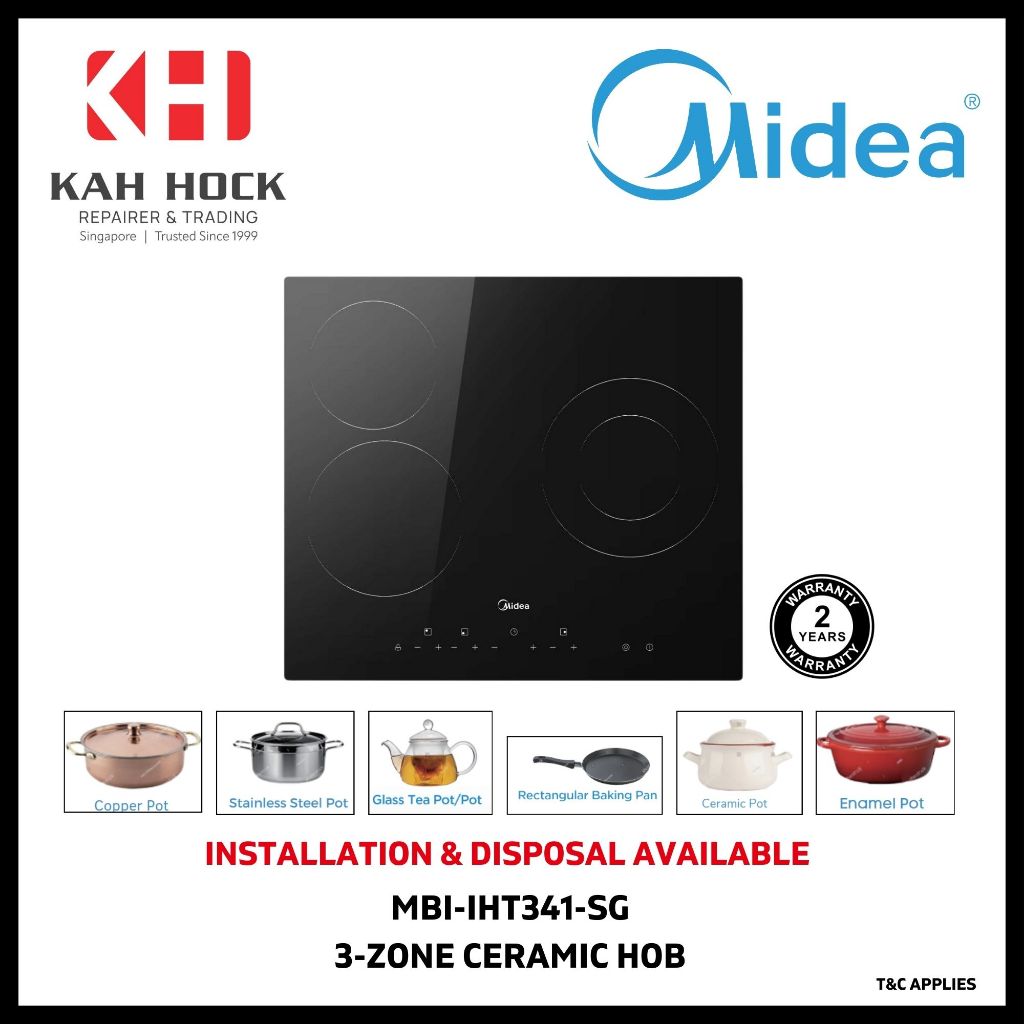 𝐌𝐈𝐃𝐄𝐀 𝐌𝐁𝐈-𝐈𝐇𝐓𝟑𝟒𝟏-𝐒𝐆 : 𝐂𝐄𝐑𝐀𝐌𝐈𝐂 𝐇𝐎𝐁 𝐖𝐈𝐓𝐇 𝟑 𝐙𝐎𝐍𝐄𝐒 - 𝟐 𝐘𝐄𝐀𝐑𝐒 𝐌𝐈𝐃𝐄𝐀 𝐖𝐀𝐑𝐑𝐀𝐍𝐓𝐘 | Shopee Singapore