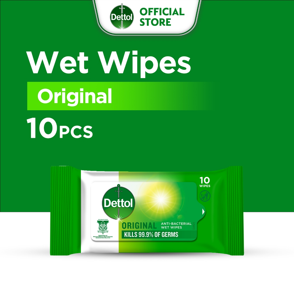 Dettol Antibacterial Wet Wipes x10s - For Skin and Surface | Shopee ...