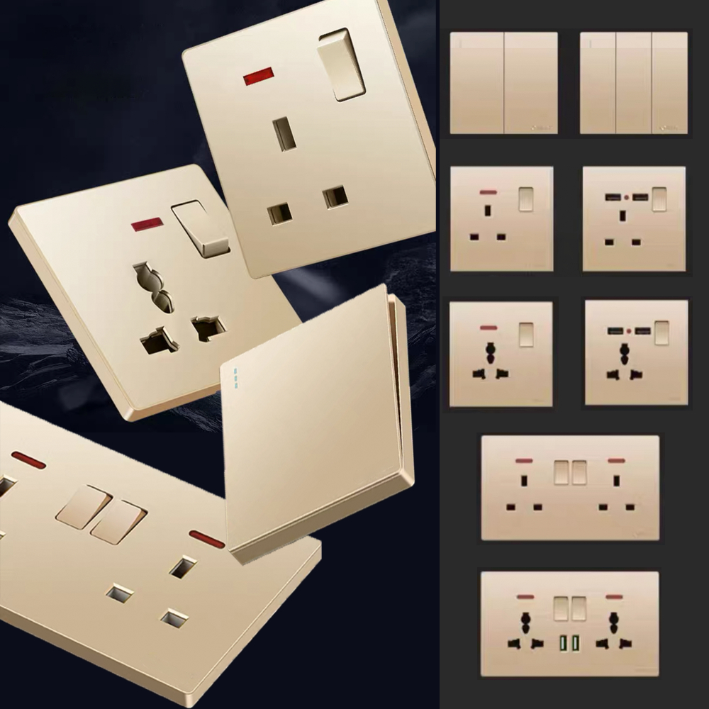 Switch Socket White Silver gray Rose gold wall socket switch with USB ...
