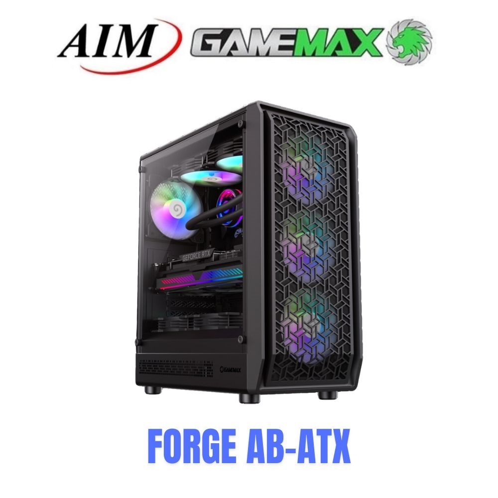 [AIM RESOURCES] Gamemax ATX Case, Side Tempered Glass, Pre-installed 6*12cm ARGB Fans (Forge-AB ...