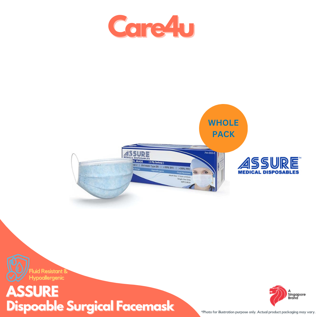 ASSURE Surgical Face Mask 3-Ply With Earloop Disposable 50'S/Box ...
