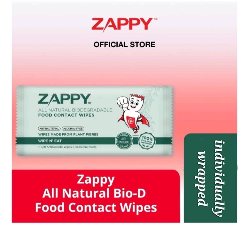 Zappy All Natural Food Contact Wipes (Individual Pack) | Shopee Singapore