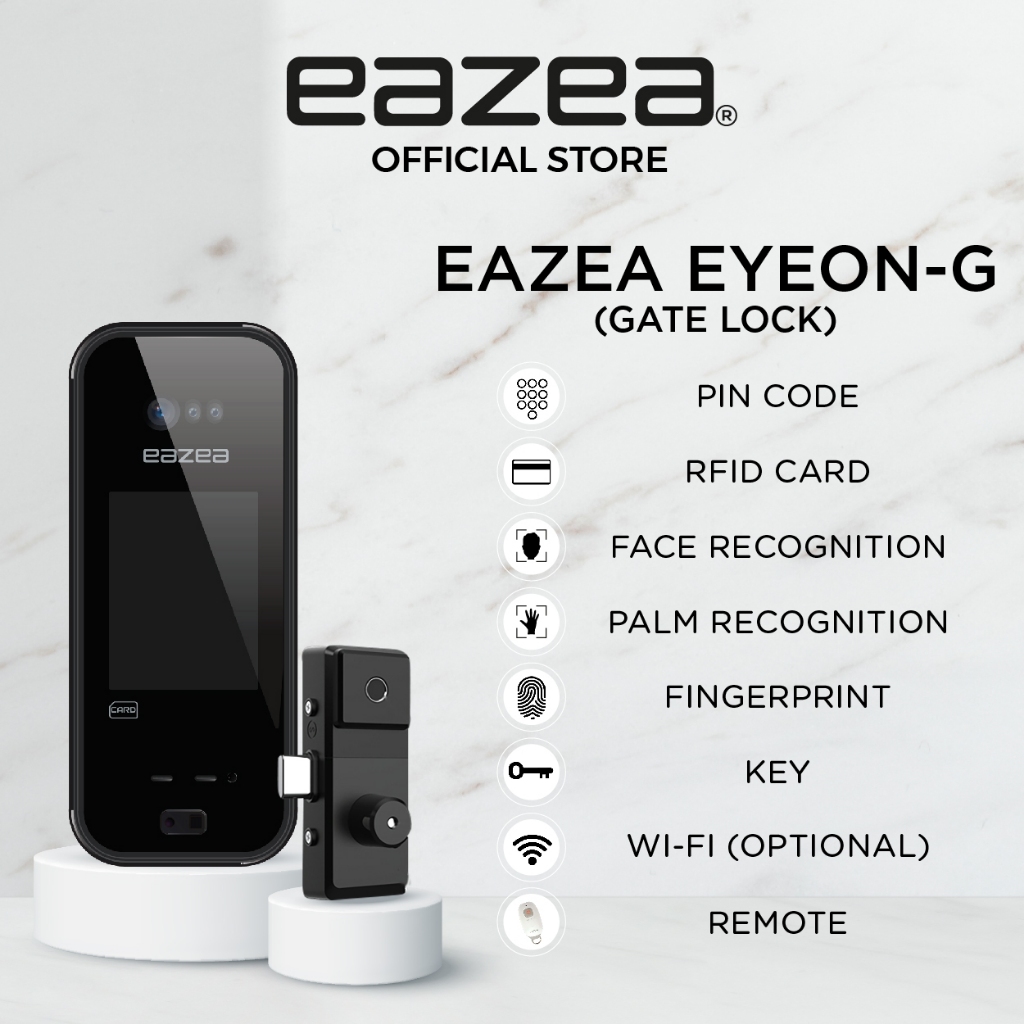 Eazea Eyeon-G Face Recognition Digital Gate Lock | 8 IN 1 | 100% Made ...