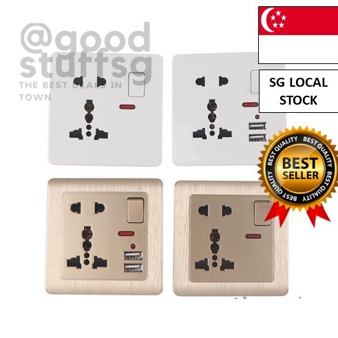[SG FREE 🚚] Universal Wall Socket With LED Light Switch 5 Hole USB Wall ...