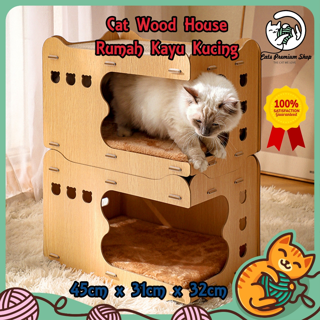 46cm Cat Wooden House Tahan Lama Wood Box Lego Cat House Wooden House ...