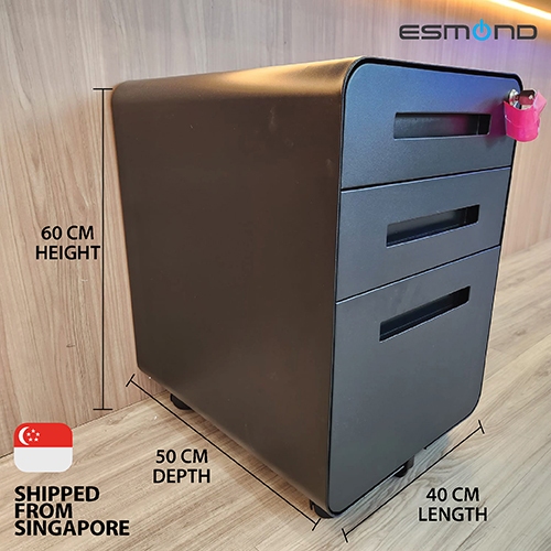 Under Desk Cabinet Matt Black Lockable Office Cabinet Printer Drawer ...