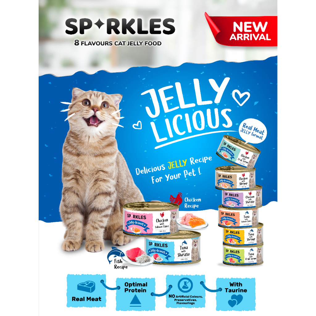 SPARKLES Jelly Licious Cat Wet Can Food (8 Flavours - 80G) | Shopee ...