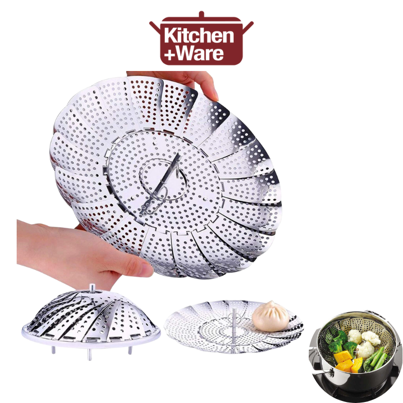Folding Steamer Stainless Steel / Collapsible Steaming Basket with ...