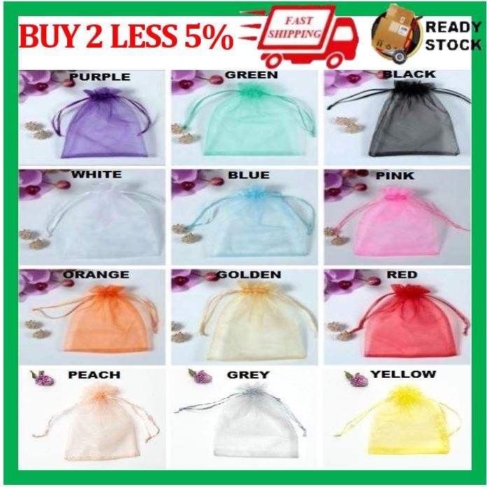 13 x 18 cm Organza Drawstring Pouches/Mesh Gift Bag Goodies Wedding ...