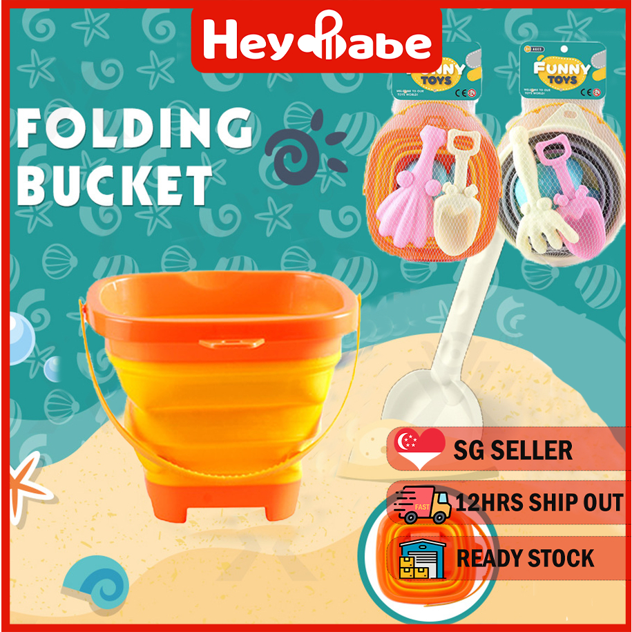 Foldable buckets playset, Kids Beach sand and water toy set. Soft ...