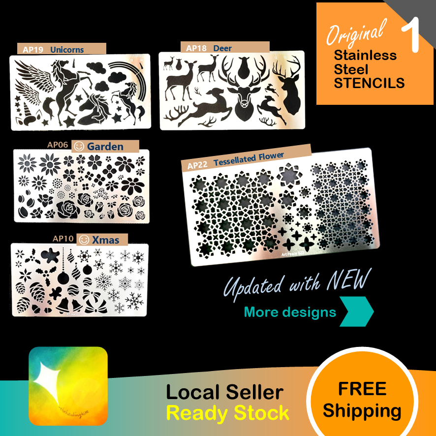 🟨SuperBundle SALE🟧🟩【S1】Stencil -stainless steel - Nagomi Pastel Art - Craft Art template ...