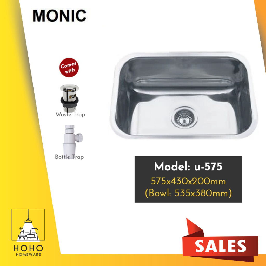 Monic U-575 Undermount Stainless Steel Kitchen Sink | Shopee Singapore