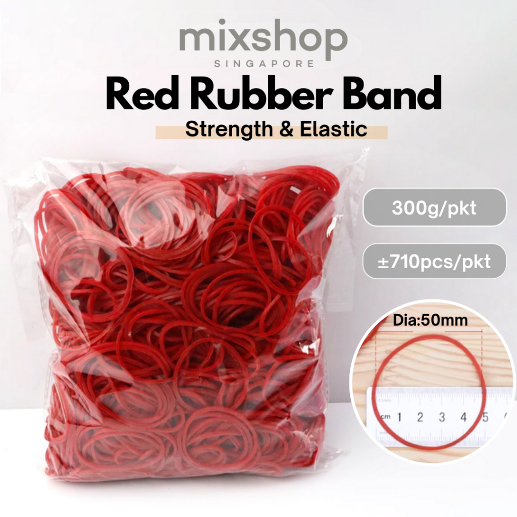mixshop Elastic Red Rubber Band,Home/Office/School Use [300gm/pkt][SG ...