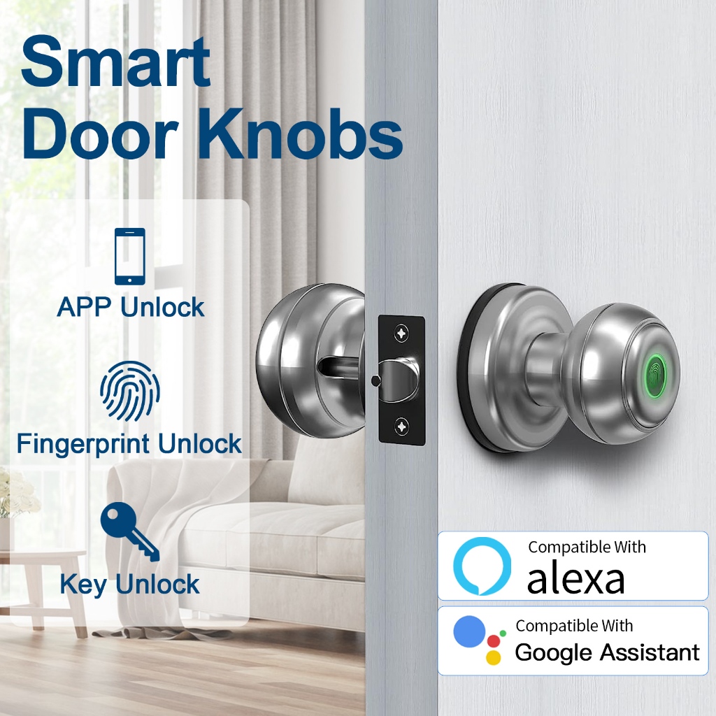 Smart Door Knob Wifi Smart Fingerprint Door Lock Biometric Door Lock ...