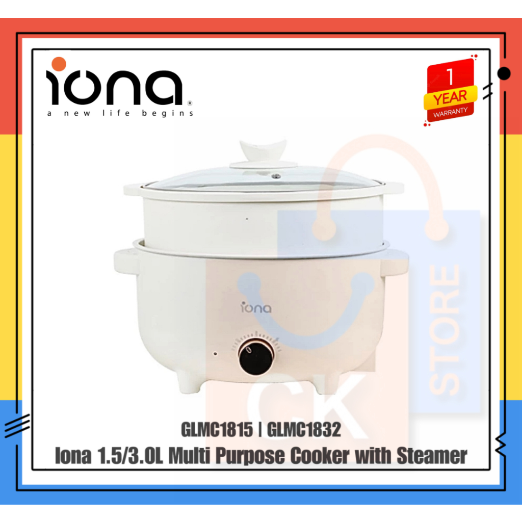 Iona 1.5L | 3.0L (Non Stick Ceramic Coated) Multi Purpose Cooker with ...