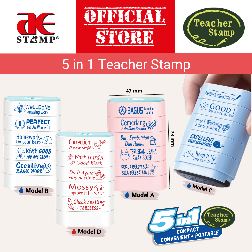 Teacher Stamp | Student Feedback Motivation Marking Pre Ink Rubber ...