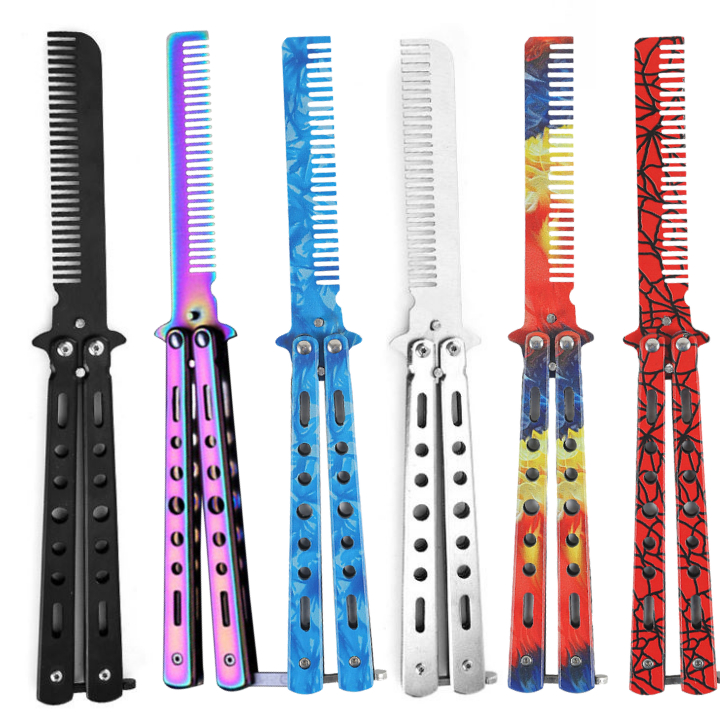 Butterfly Comb Stainless Steel Folding Practice Combs Hair Styling ...