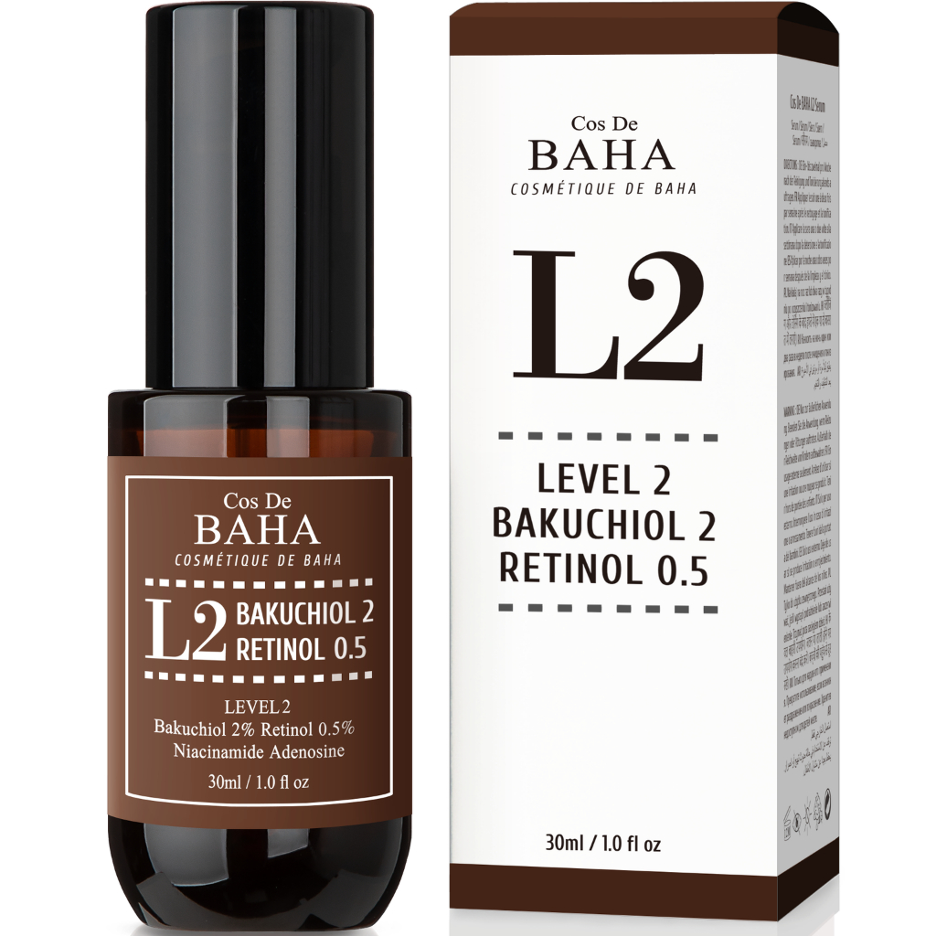 Cos De BAHA - L2 (Bakuchiol 2% Serum with Retinol for Face, Anti-Aging ...