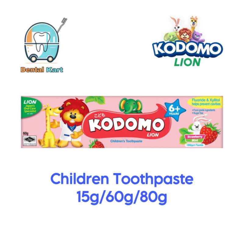 Kodomo Lion Kid's Children's Toothpaste 60/80g (Strawberry/Grape/ Apple/Orange) | Shopee Singapore