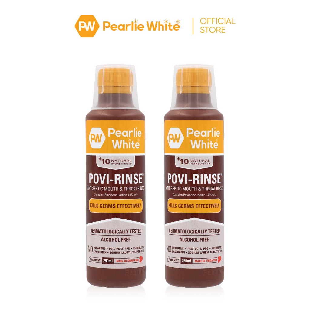 [Bundle of 2] Pearlie White Povi-Rinse Antiseptic Mouth & Throat Rinse ...