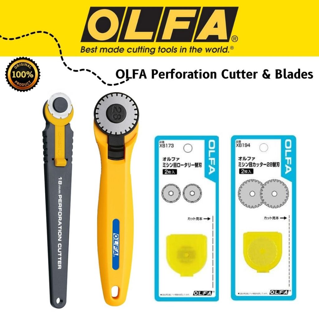 OLFA Perforation PRC-2 PRC-3/C 18mm 28mm Rotary Cutter, PRB18-2, PRB28-2 Replacement Blades ...