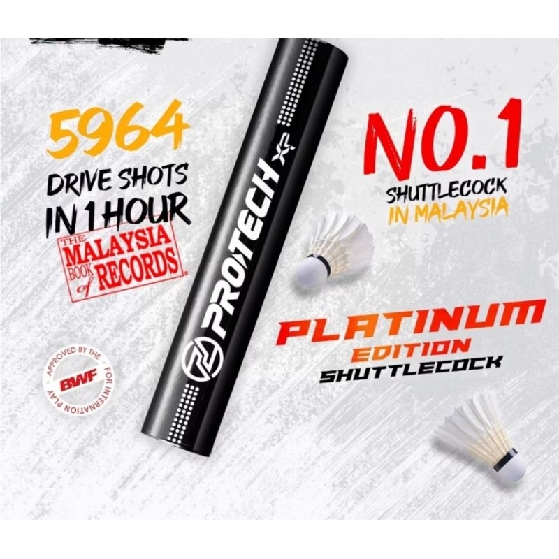 PROTECH PLATINUM BADMINTON SHUTTLECOCK (COMPARABLE TO RSL SUPREME) | Shopee Singapore