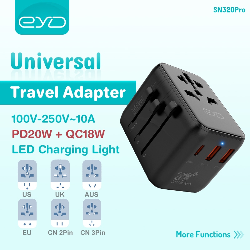EYD 全球适用转接头 转接插头20W快充 All-in-one Worldwide Universal International ...
