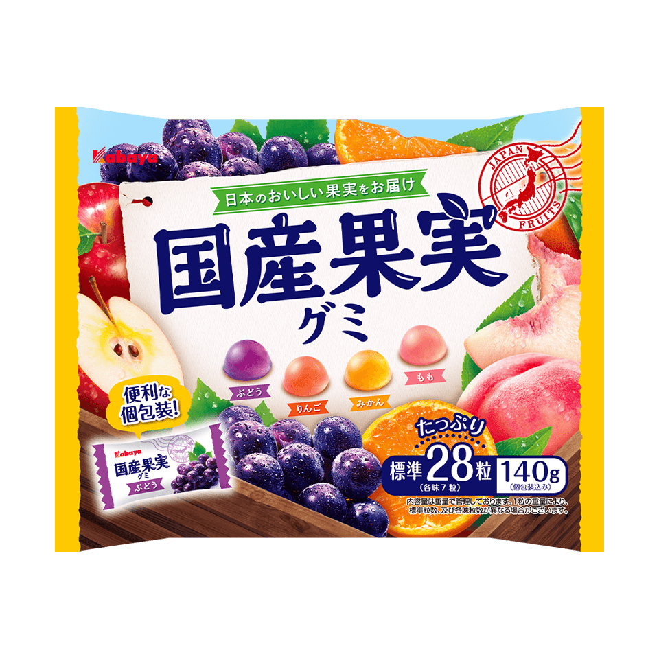KABAYA, Japanese fruit gummy, Grape/Apple/Mandarin Orange/Peach, Direct from Japan In stock ...