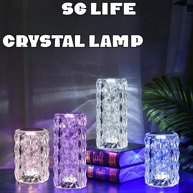 【SG Stock】Rose Diamond Crystal Lamp Touchlight Table Night Light ...