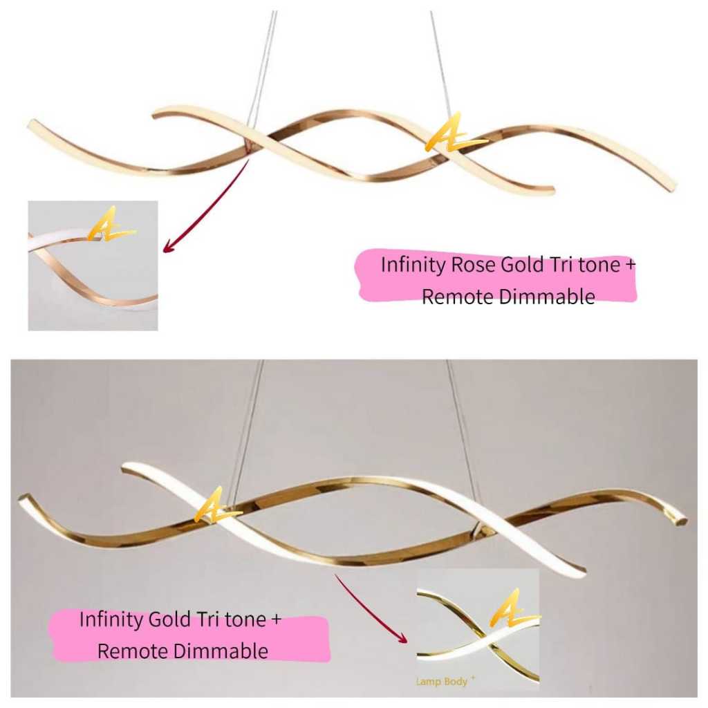 Hanging Light LED Pendant Light Designer Classy Gold Rose Gold Remote ...