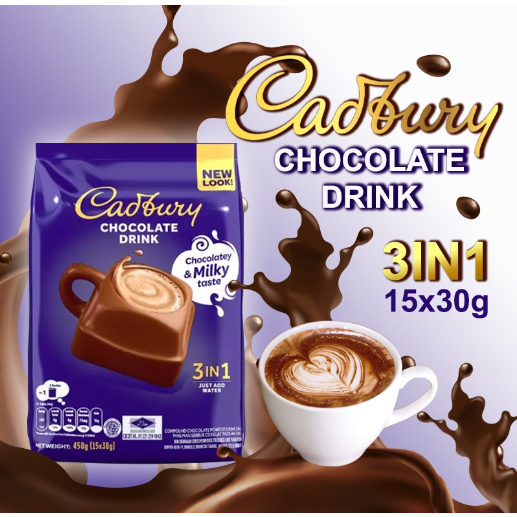 CADBURY HOT CHOCOLATE 3-IN-1 HOT CHOCOLATE DRINK BEVERAGE 15X28G ...