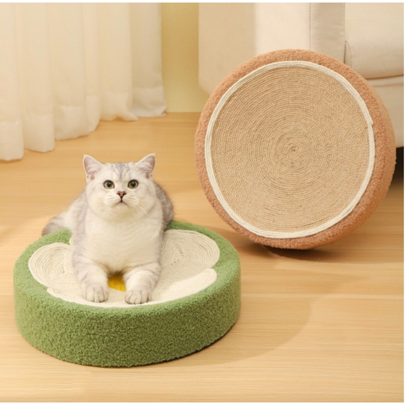 Flower Round Sisal Scratcher Bed Scratch Board Curved Cat Bed | Shopee ...