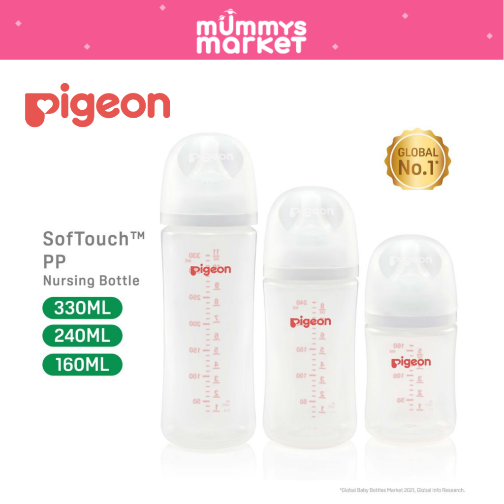 Pigeon SofTouch 3 Nursing Bottle PP 160ml(PG-79452)/240ml(PG-79453)/330ml(PG-79454)/160ml TP(PG ...