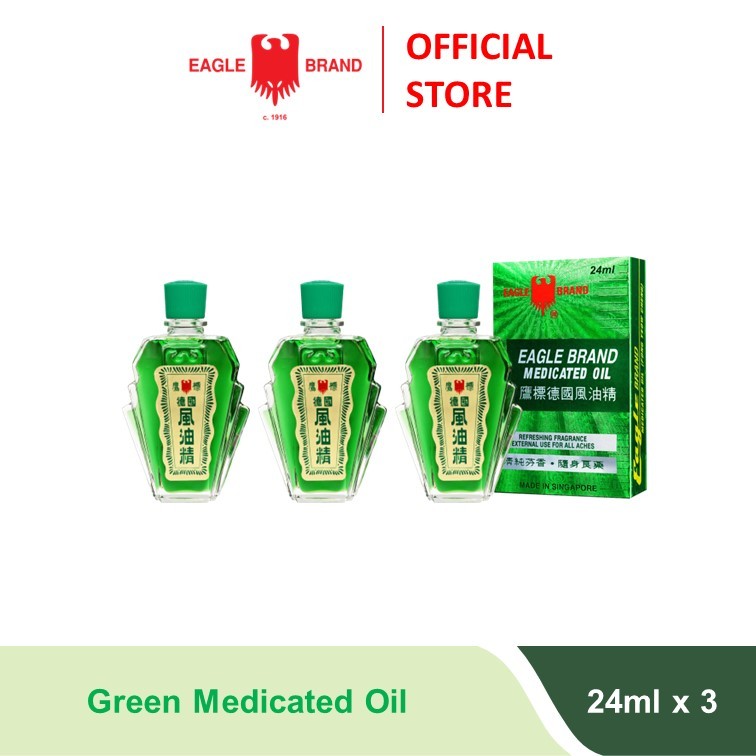 Eagle Brand Green Medicated Oil 24ml | Shopee Singapore