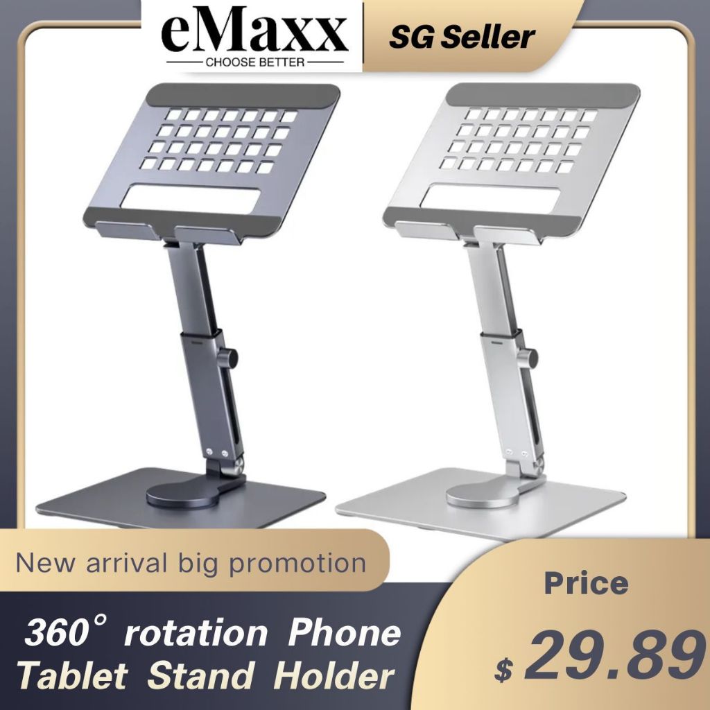 Aluminum Tablet phone Stand Desk Riser 360° Rotation Multi-Angle Height ...