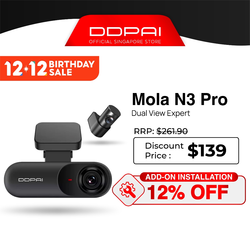 DDPAI Mola N3 Pro Front and Rear 1600P HD Vehicle Drive Auto Video DVR GPS Dash Cam | Shopee ...
