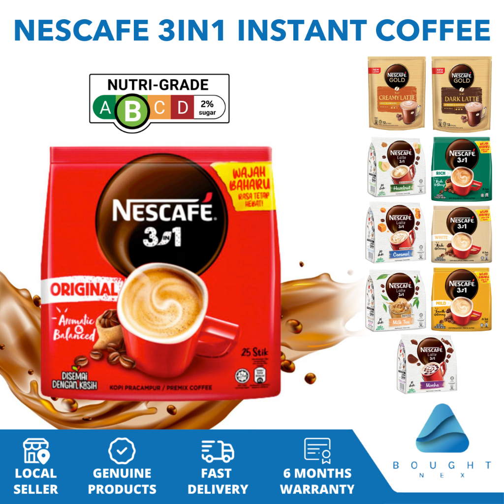 Nescafe 3in1 Instant Coffee 12/15/20/25 Sticks18g/24g/25g/31g/34g Indulge in the Perfect Blend ...