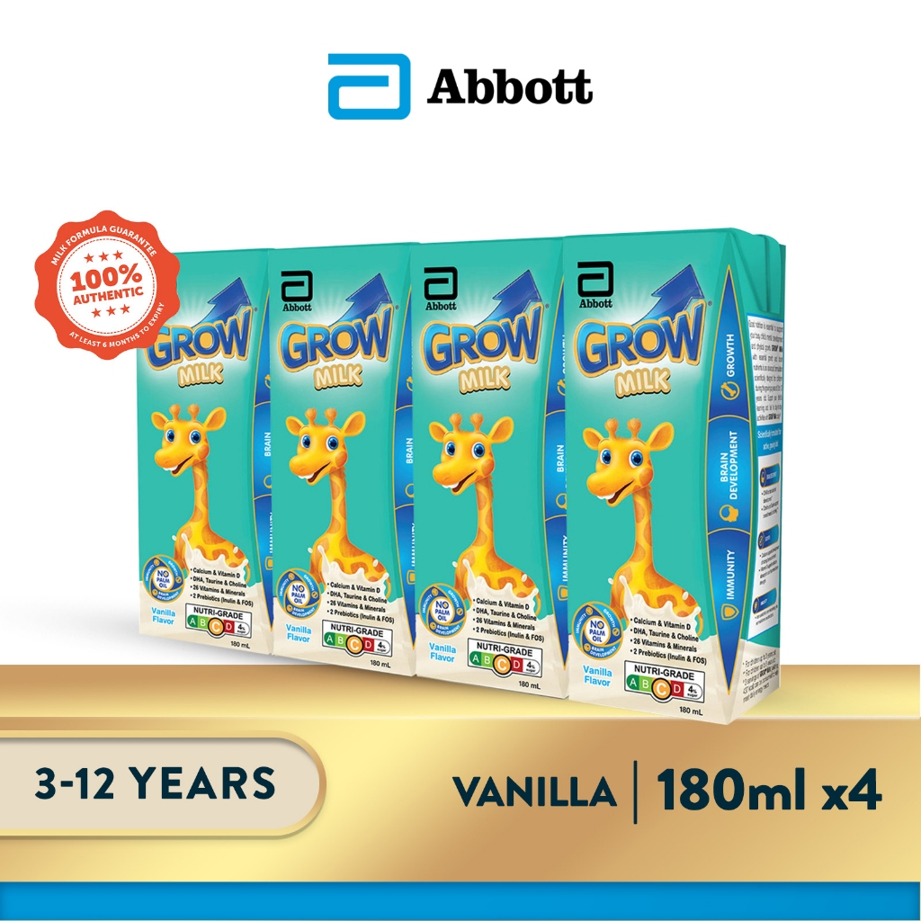Grow Growing Up Milk for Kids Vanilla 4x180ml | Shopee Singapore