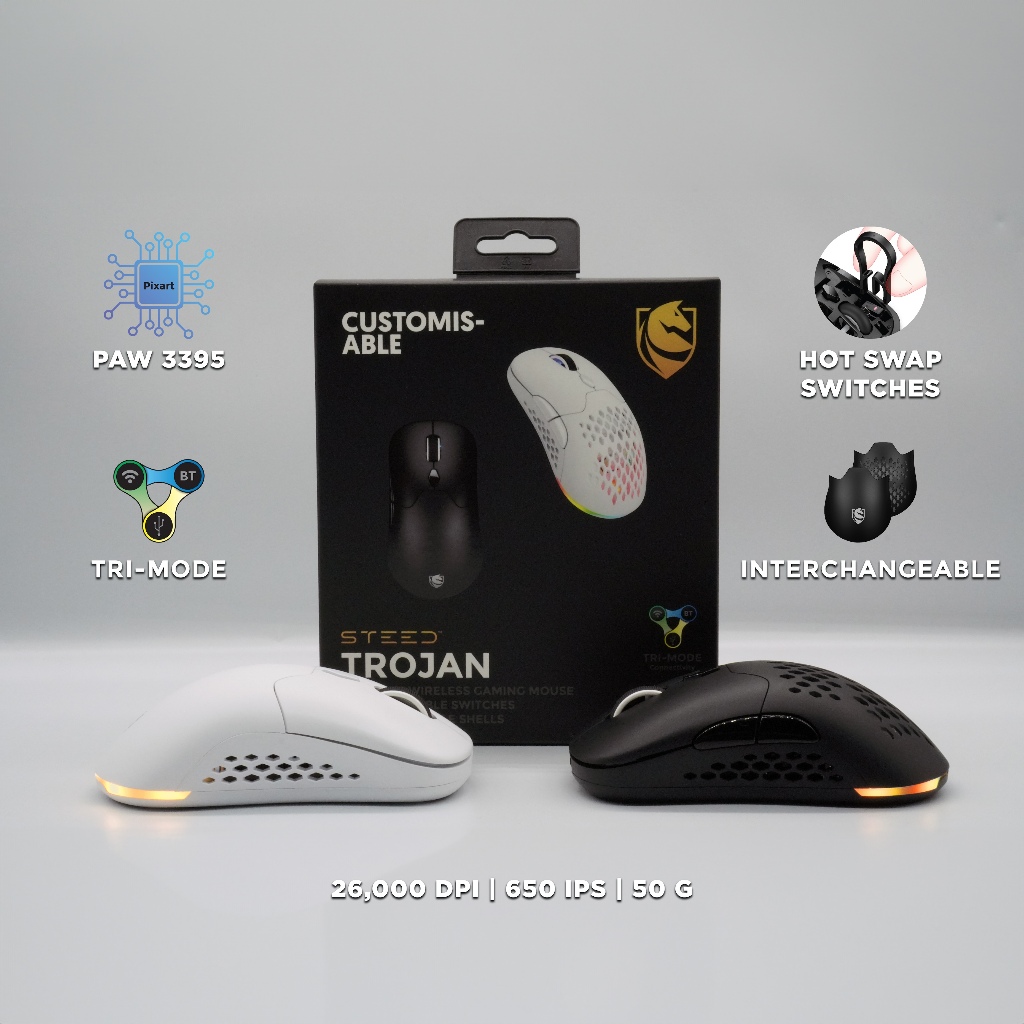 Steed TROJAN Customisable Tri-Mode Wireless Gaming Mouse | Shopee Singapore