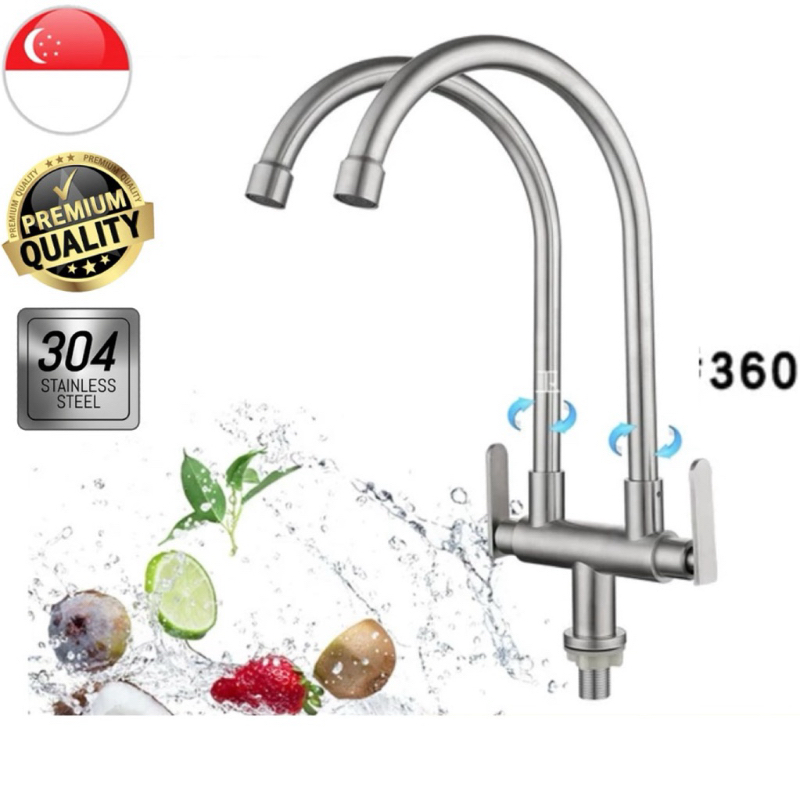 🔥[SG]Ready stock🔥304 stainless steel kitchen double outlet faucet ...