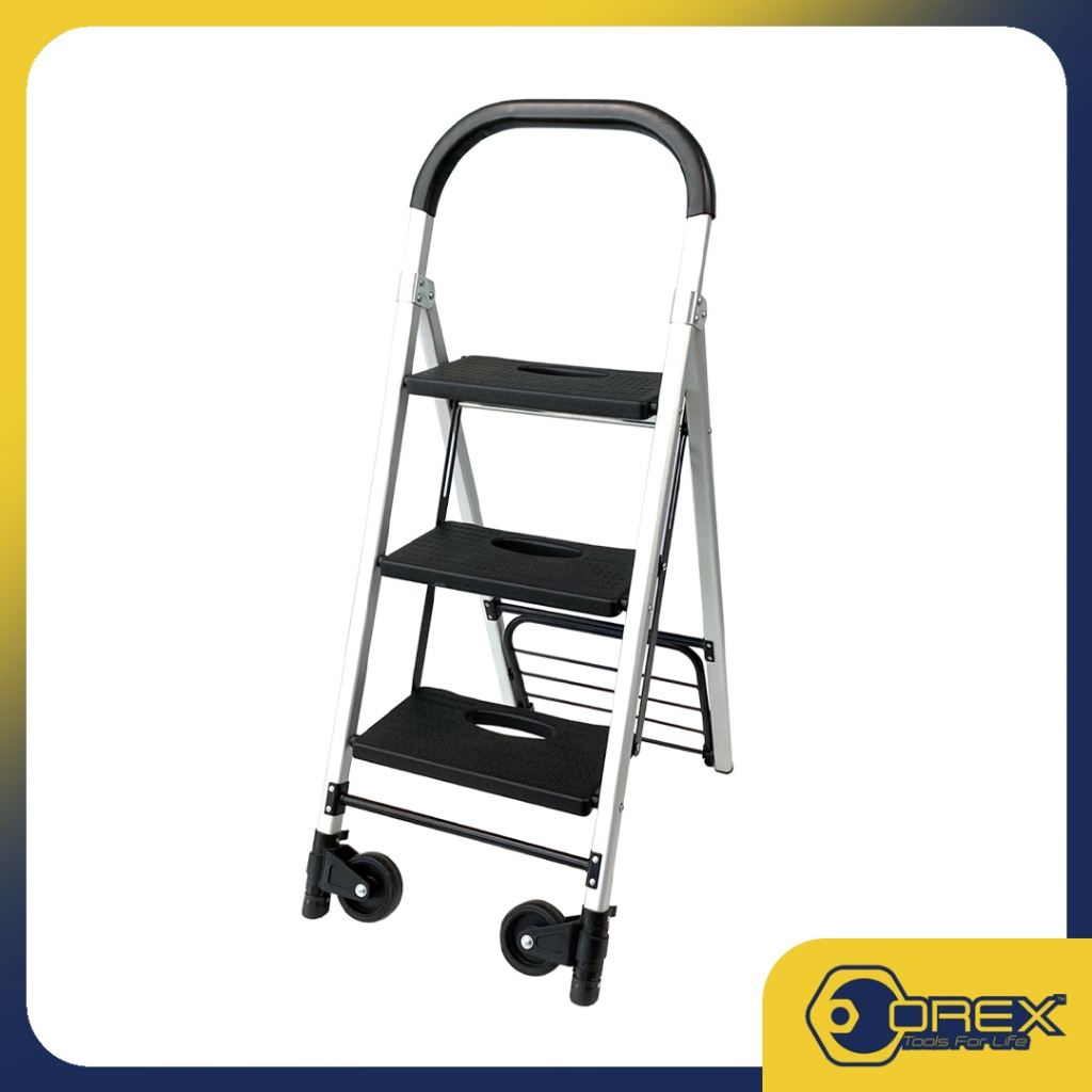 OREX HEAVY DUTY LADDER WITH TROLLEY - 3 STEP | Shopee Singapore