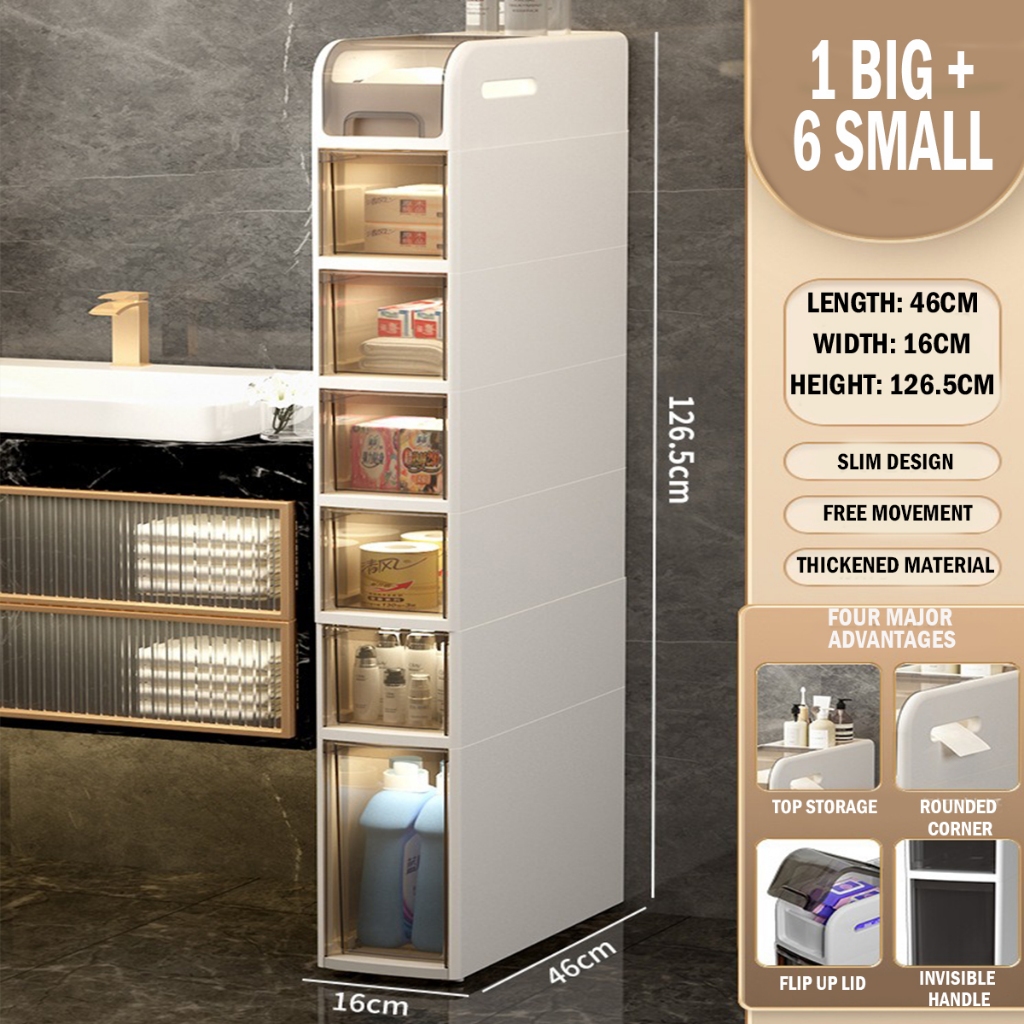 Bathroom Slim Storage Cabinet, Space-saving Slim Design Storage Rack ...
