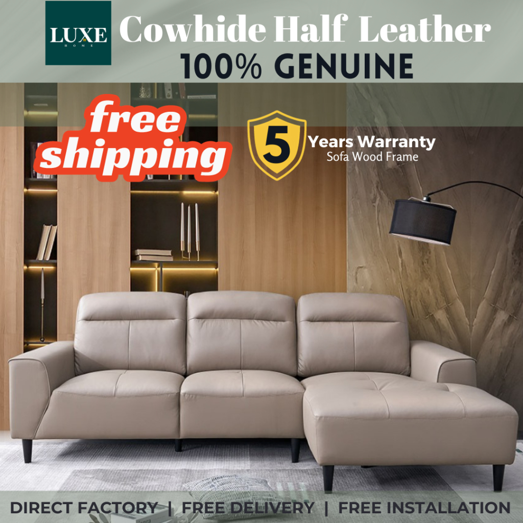 Leather Sofa l Shape Sofa Set Sofa Leather Half Leather Sofa 3 Seater ...