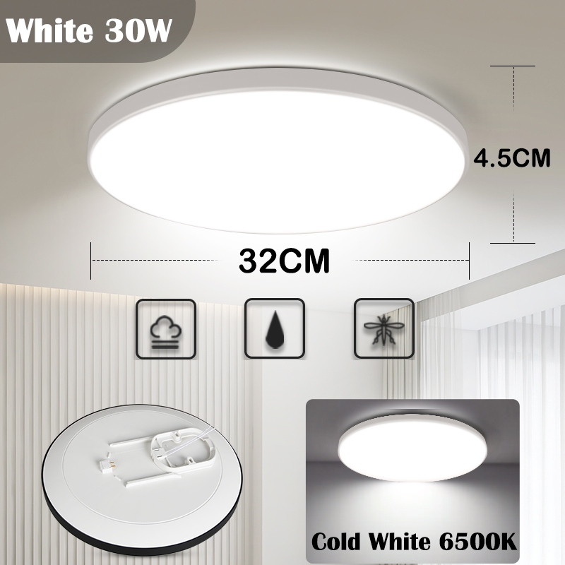 Tri-proof Led Ceiling Light Dimmable Ceiling Lamp With Remote 40W 30W ...