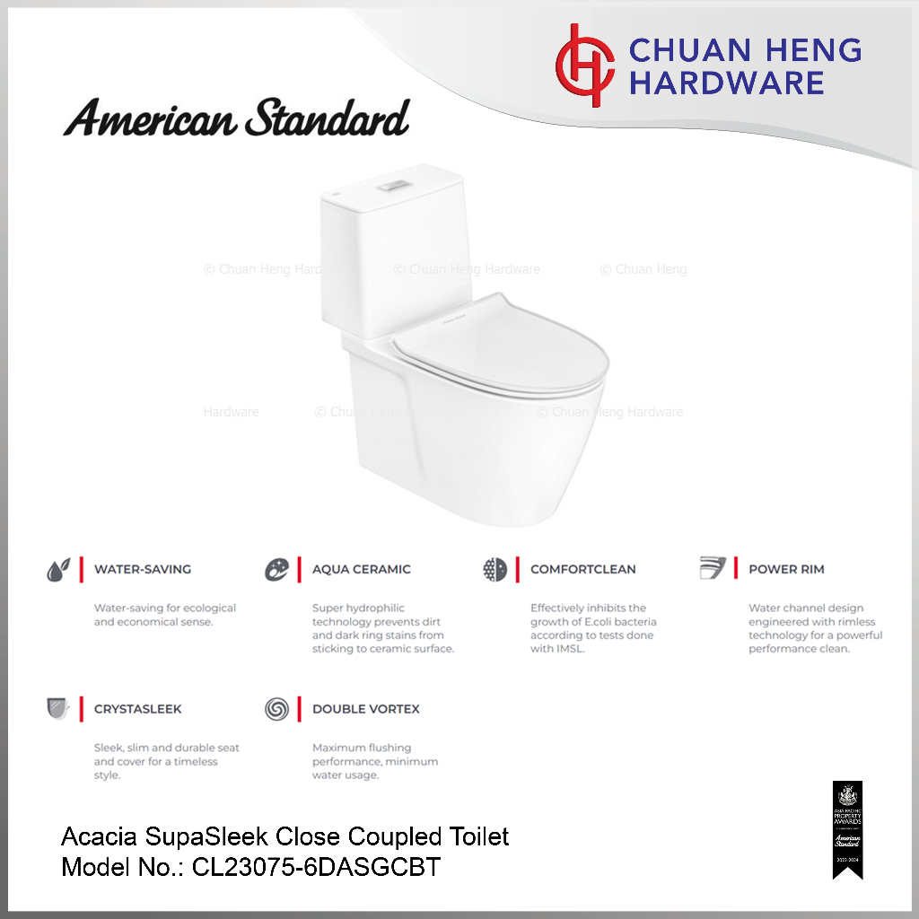 American Standard CL23075-6DASGCBT Acacia SupaSleek Close Coupled WC ...