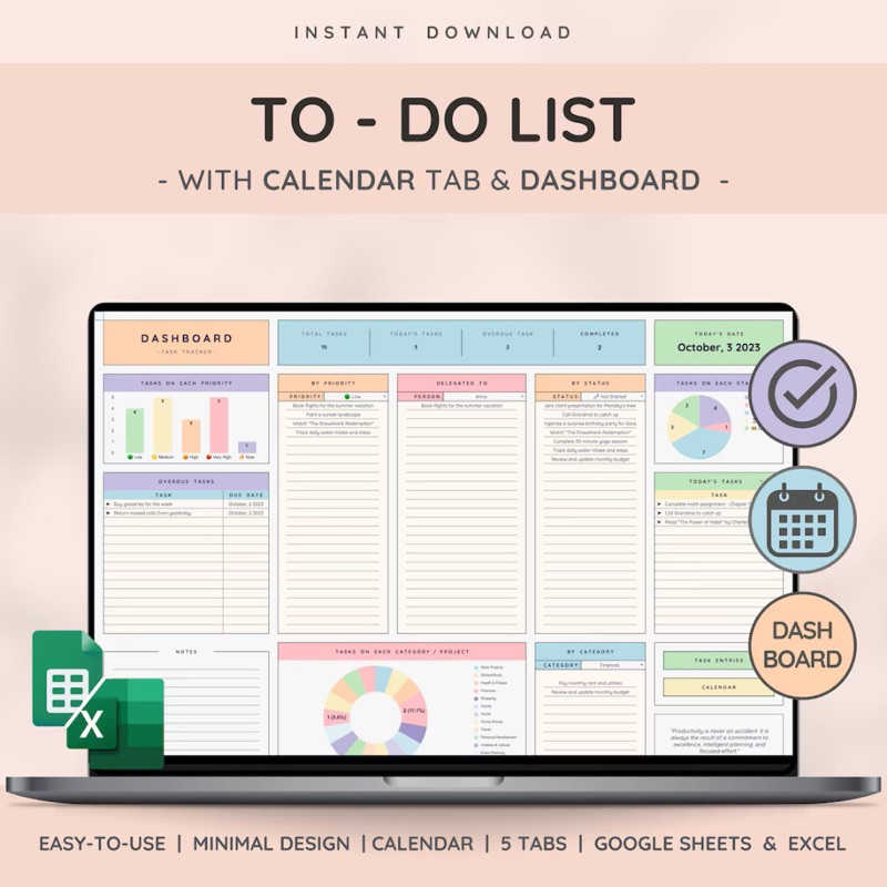Automated To Do List, Task Tracker & Productivity Planner Daily, Weekly ...