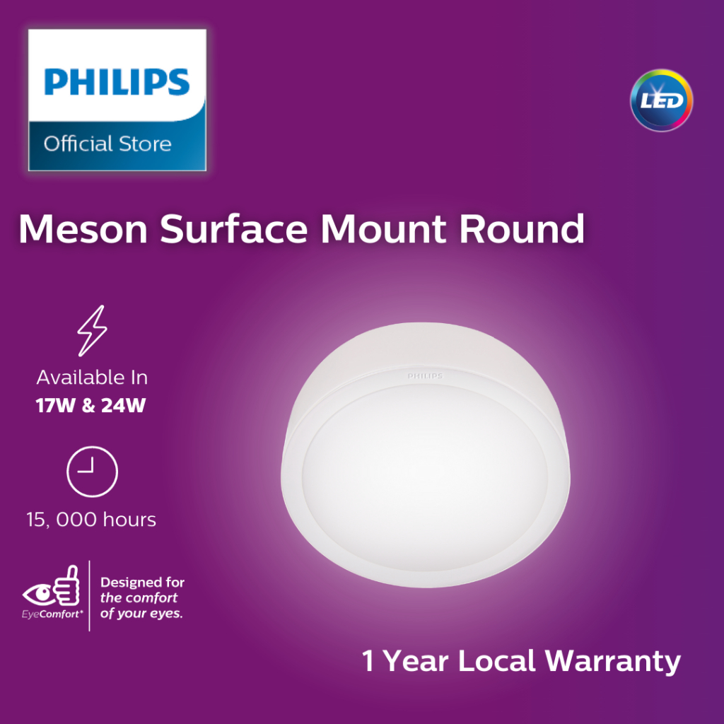 Philips Meson Surface 24W LED Downlight Round with EyeComfort 6500K ...